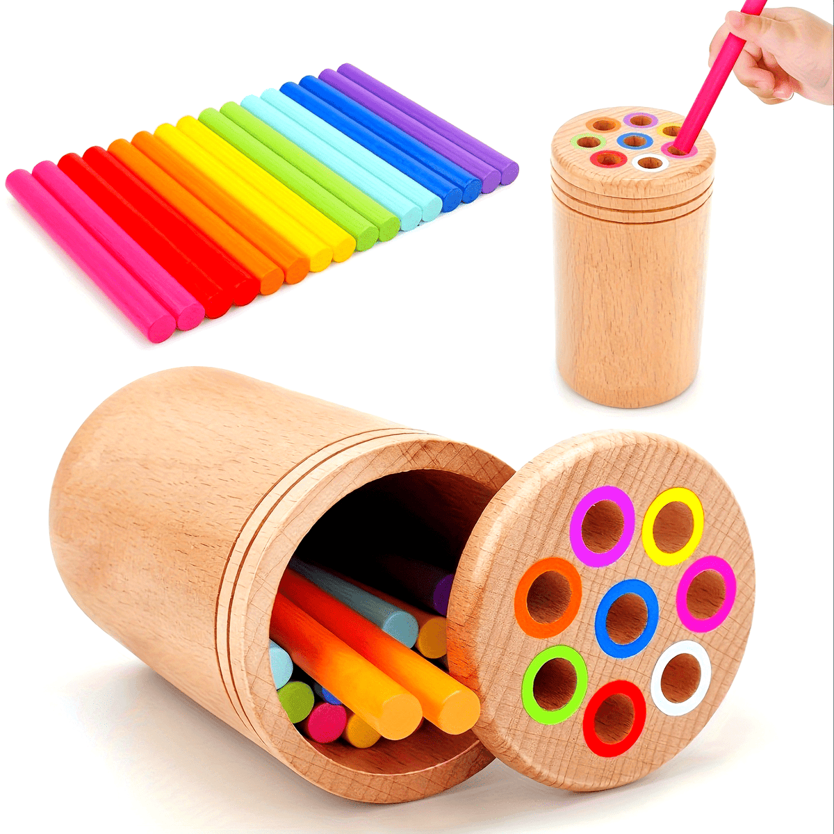 Cubidupi Wooden Sorting & Counting Sticks - Ages 3-6 | Educational Toy ...